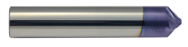 45 Deg Chamfer Mill, 4 Flutes, .062 Flat Tip, .150 LOC, 2.0 OAL, 1/4 Di ...